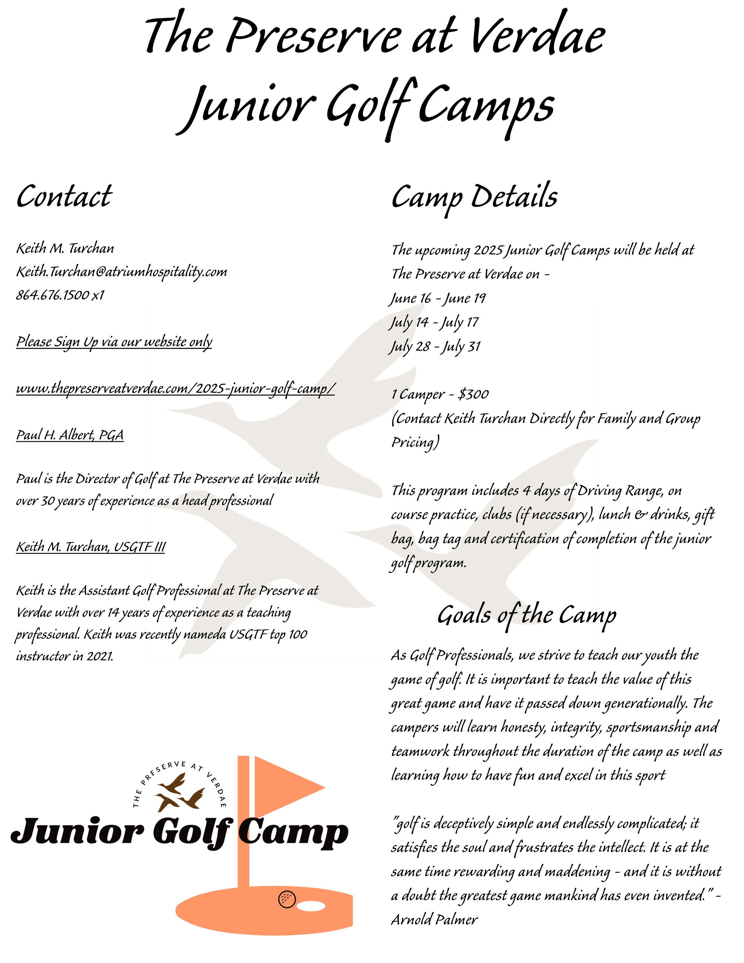 2025 Junior Golf Camp - The Preserve at Verdae