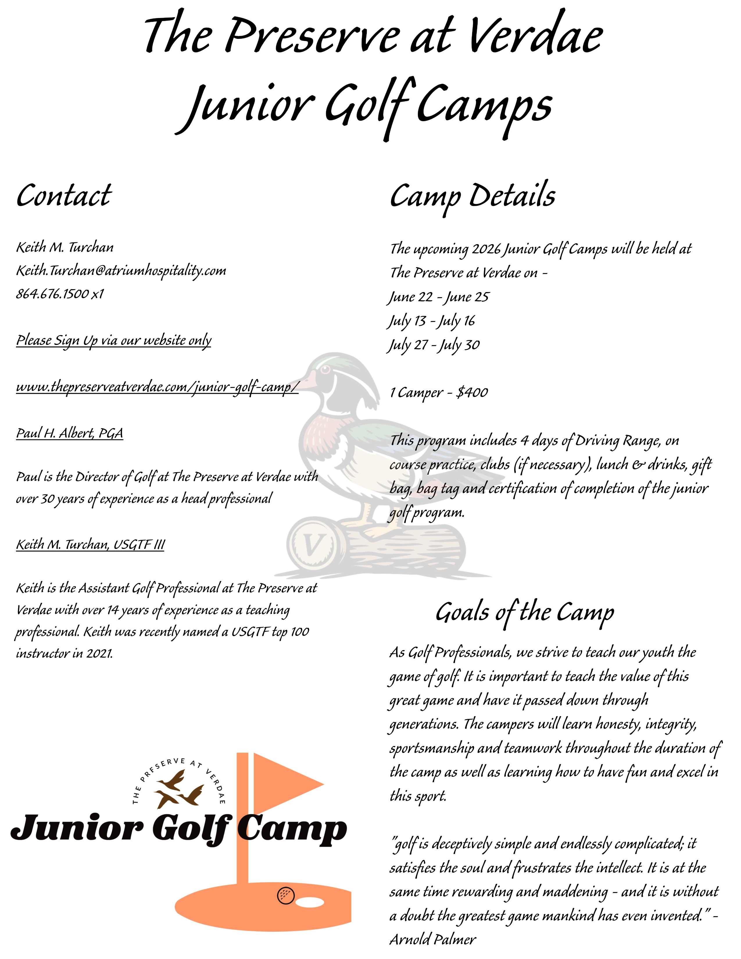 Junior Golf Camp - The Preserve at Verdae